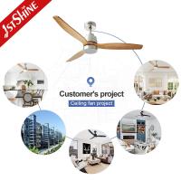China 52in solid wood Remote Control Smart App Control Wifi led Ceiling Fan With Light for sale