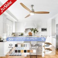 China 52in solid wood Remote Control Smart App Control Wifi led Ceiling Fan With Light for sale