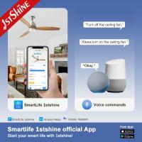 China 52in solid wood Remote Control Smart App Control Wifi led Ceiling Fan With Light for sale