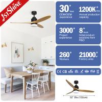 China Wobble Free 3 Solid Wood Blade Ceiling Fan With Remote Control for sale