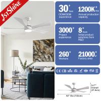 China OEM Ceiling Fan With Light 52 Inch 3 Color Led Light DC Motor White 5 ABS Blades for sale