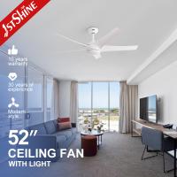 China Smart Ceiling Fan With Light 52 Inch OEM 3 Color Led Light DC Motor White ABS Blades for sale