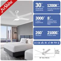 China Smart Ceiling Fan With Light 52 Inch OEM 3 Color Led Light DC Motor White ABS Blades for sale