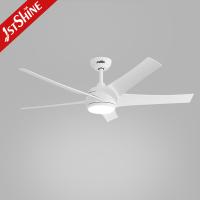China Smart Ceiling Fan With Light 52 Inch OEM 3 Color Led Light DC Motor White ABS Blades for sale