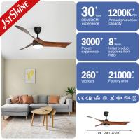 China Wooden Color 54 Inch Led Ceiling Fan 3 Plastic Blades With Remote Control for sale