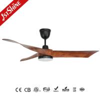 China Wooden Color 54 Inch Led Ceiling Fan 3 Plastic Blades With Remote Control for sale