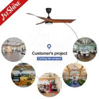 China Wooden Color 54 Inch Led Ceiling Fan 3 Plastic Blades With Remote Control for sale