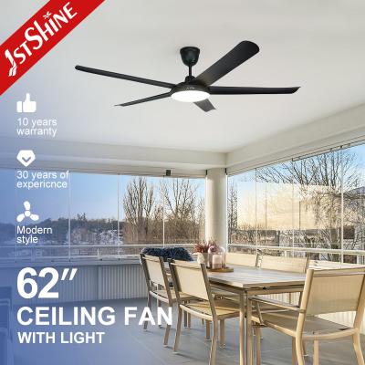 China 62 Inch Black Plastic Modern LED Ceiling Fan Blade Dc Motor 3 Color 52.4W for sale