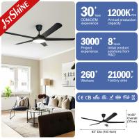 China 62 Inch Black Plastic Modern LED Ceiling Fan Blade Dc Motor 3 Color 52.4W for sale