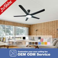 China 62 Inch Black Plastic Modern LED Ceiling Fan Blade Dc Motor 3 Color 52.4W for sale