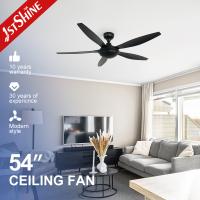 China 54 Inch Dc Motor Black Plastic Ceiling Fan With 6 Speeds Remote Control for sale