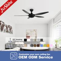 China 54 Inch Dc Motor Black Plastic Ceiling Fan With 6 Speeds Remote Control for sale