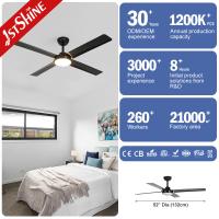 China Black Remote LED 52 Inch Quiet Motor Ceiling Fans For Bedroom Living / Dining Room for sale