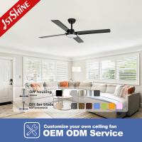 China Black Remote LED 52 Inch Quiet Motor Ceiling Fans For Bedroom Living / Dining Room for sale