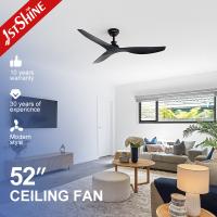 China 52 Inches Black Plastic Ceiling Fan Low Noise With 6 Speed Choice Smart Remote Control for sale