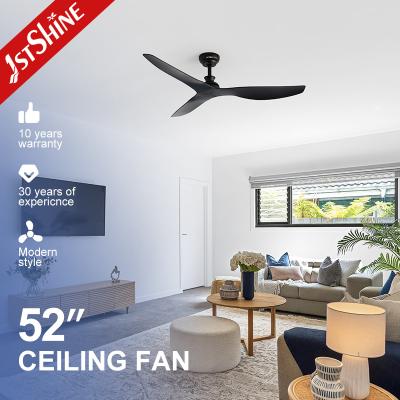 China 52 Inches Black Plastic Ceiling Fan Low Noise With 6 Speed Choice Smart Remote Control for sale