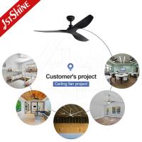 China 52 Inches Black Plastic Ceiling Fan Low Noise With 6 Speed Choice Smart Remote Control for sale
