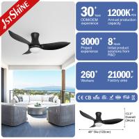 China Black Led 3 ABS Blades Ceiling Fan Dc Motor Modern Silent Flush Mounted for sale