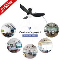 China Black Led 3 ABS Blades Ceiling Fan Dc Motor Modern Silent Flush Mounted for sale