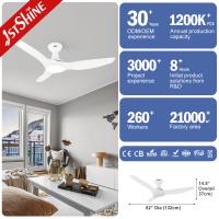 China Power Saving AC Motor Plastic Ceiling Fan White Warm Yellow Light for sale