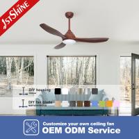 China 48in Plastic LED Ceiling Fan 220V 50HZ With Wood Grain Blades for sale