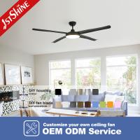 China Modern Black LED Ceiling Fan 4 ABS Blades Energy Saving DC Motor for sale