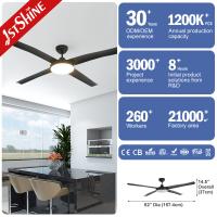 China Modern Black LED Ceiling Fan 4 ABS Blades Energy Saving DC Motor for sale