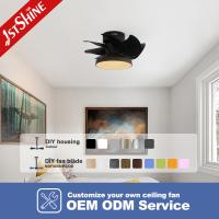 China Decorative Quiet DC Motor Flush Mount Small Ceiling Fan With Led Light for sale