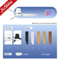 China 52 Inches Ceiling Fan Light White Plastic Blades dc Motor Low Profile Living Room for sale