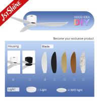 China White Modern Flush Mount Ceiling Fan , DC Motor Kitchen Fan Light for sale
