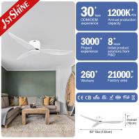 China White Modern Flush Mount Ceiling Fan , DC Motor Kitchen Fan Light for sale
