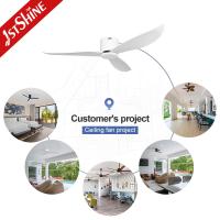 China White Modern Flush Mount Ceiling Fan , DC Motor Kitchen Fan Light for sale