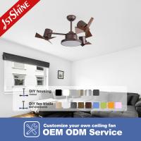 China 44 Inch Plastic Ceiling Fan with 3 Colors LED Light and Remote Control for Indoor Use for sale