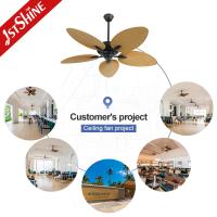 China 56 Inches DC Motor Tropical Style Ceiling Fan , Remote Control 5 Blades Ceiling Fan for sale