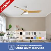 China 230V Plastic Blades 3 Color LED Dimmable Ceiling Fan With Remote Control for sale