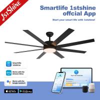 China Black MDF Blades Ceiling Fans With Lights 6 Speed Remote Control App Control for sale