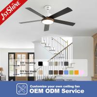 China Lower Noise DC Motor Ceiling Fan Light with 6 Speed Remote Control White Housing for sale