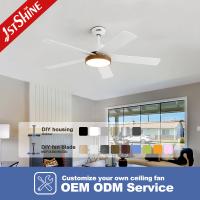 China LED Smart Ceiling Fan Light White Finish 5 MDF Blade High Speed for sale