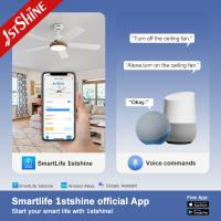 China LED Smart Ceiling Fan Light White Finish 5 MDF Blade High Speed for sale