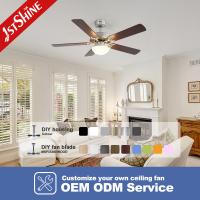 China Smart Decorative Ceiling Fan With Light 2*E27 Brushed Nickel MDF Blade Remote Control for sale