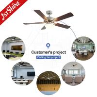 China Smart Decorative Ceiling Fan With Light 2*E27 Brushed Nickel MDF Blade Remote Control for sale