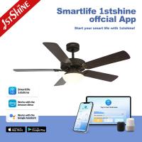 China Rustic Led Ceiling Fan Light 5 MDF Blade Low Noise DC Motor Low Voltage for sale