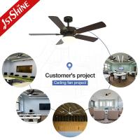 China Rustic Led Ceiling Fan Light 5 MDF Blade Low Noise DC Motor Low Voltage for sale