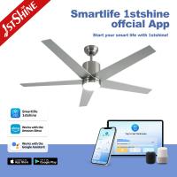 China High Speed 5 Blades Ceiling Fan With Light DC Motor Silver Modern for sale
