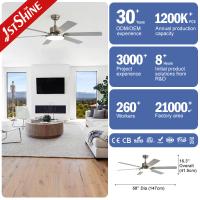 China 58 Inch Bedroom Ceiling Fans With Lights Reversible Silent DC Motor MDF Blade for sale