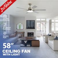 China 58 Inch Bedroom Ceiling Fans With Lights Reversible Silent DC Motor MDF Blade for sale