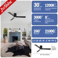 China 3 Color LED Light 52 Inch Flush Mount Ceiling Fan With Silent DC Motor and Modern Style for sale