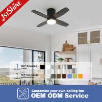 China 36 Inch Modern Led Invisible Ceiling Fan Mini 4 Plywood Blades Low Profile Dimming Light for sale