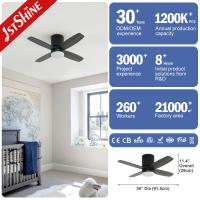 China 36 Inch Modern Led Invisible Ceiling Fan Mini 4 Plywood Blades Low Profile Dimming Light for sale