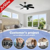 China Wall Control 42 Inch LED Ceiling Fan With 6 Black MDF Blades Pull Chain Style AC Motor for sale